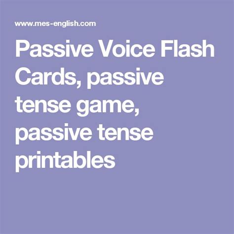 Passive Voice Flash Cards Passive Tense Game Passive Tense Printables