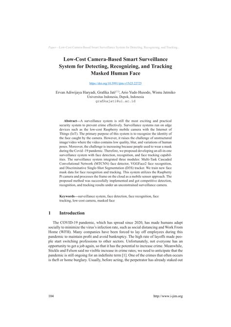 pdf low cost camera based smart surveillance system for detecting