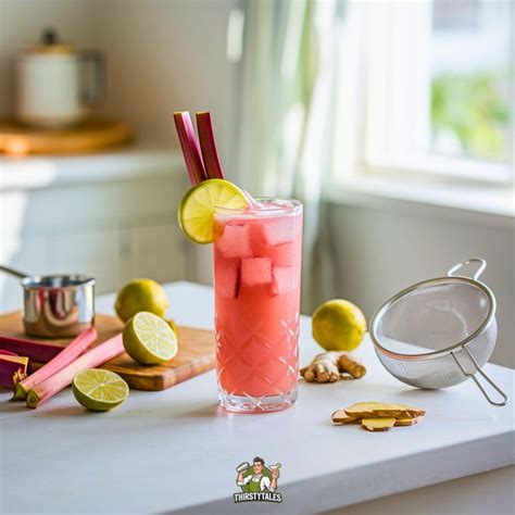 Rhubarb Ginger Cooler Cocktail Recipe Thirsty Tales