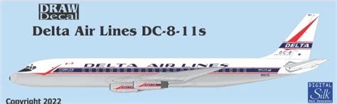 Douglas Dc 8 11 Delta Air Lines Draw Decal 20 Dc8 22