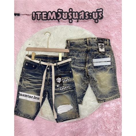 9 9 ลดราคา กางเกงยีนส์ขาสั้นผู้ชาย งานปักหนัง แบบใหม่ล่าสุด Pimtavan Thaipick