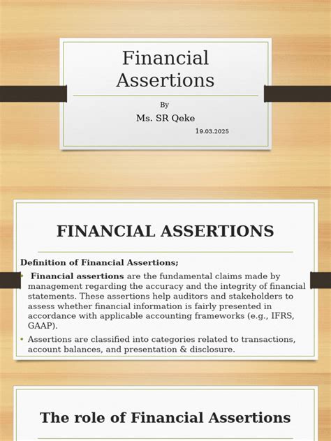 Assertions 19032025 Pdf Audit Financial Audit