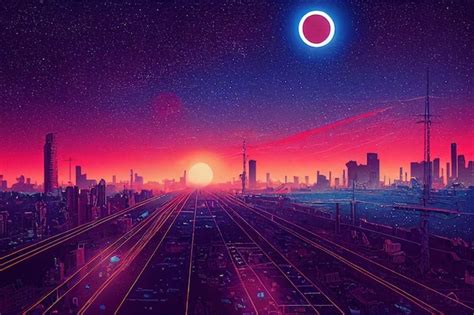 Premium Ai Image Synthwave Futuristic City Retro Wave Pink City