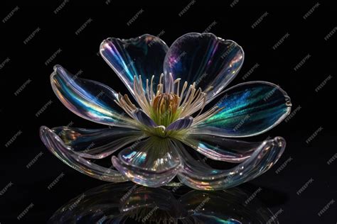 Premium Photo Iridescent Flower On Black Background