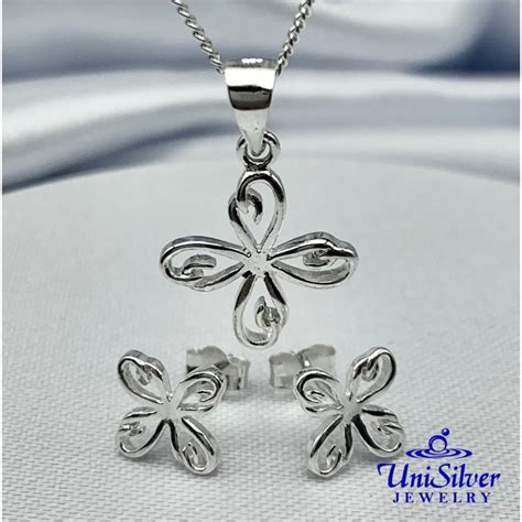 Unisilver 925 Sterling Silver Asymmetrical Conjoined Hearts Set Of