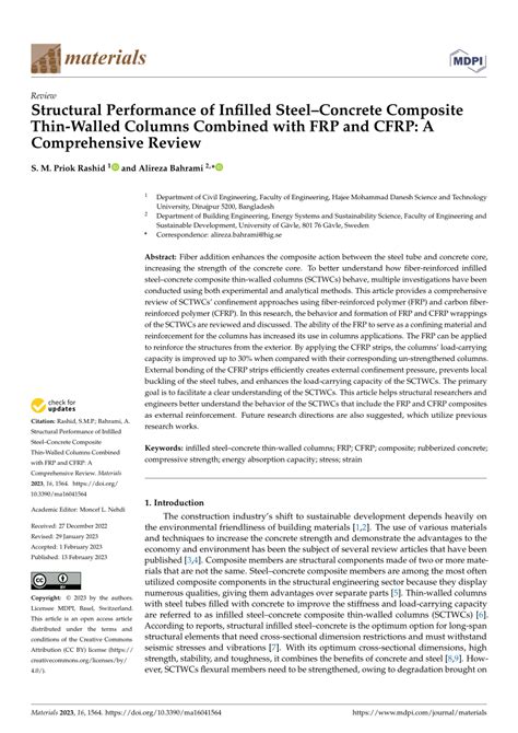 Pdf Structural Performance Of Infilled Steel Concrete Composite Thin Walled Columns Combined
