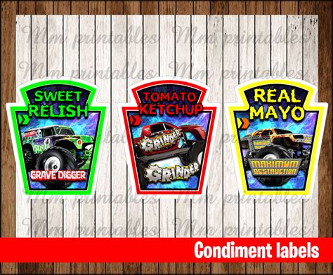 80 Off Sale Monster Jam Condiments Label Instant Download Printable
