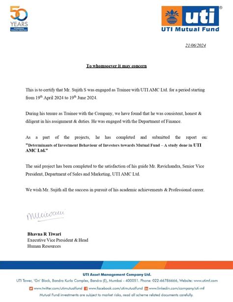 Sujith S On Linkedin Internshipexperience Professionalgrowth Utimutualfund