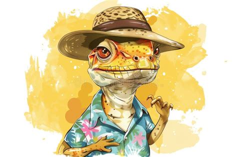 Charming Lizard In Dapper Attire Stock Illustration Illustration Of