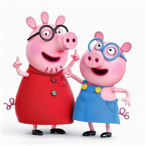 Two Pigs Are Posing With One Wearing Glasses And One Has A Red Shirt