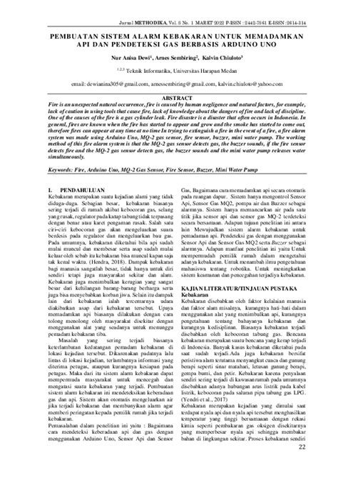 Pdf Pembuatan Sistem Alarm Kebakaran Untuk Memadamkan Api Dan