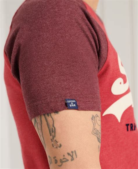 Mens Vintage Logo Duo Raglan T Shirt In Coral Marl Superdry Uk