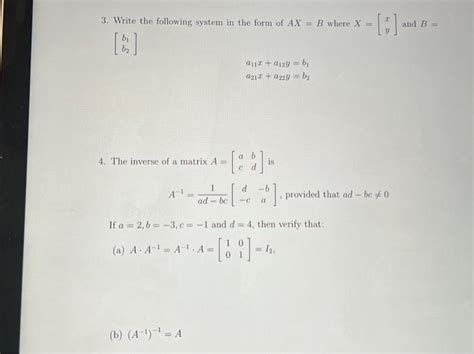 Solved 3 Write The Following System In The Form Of Axb