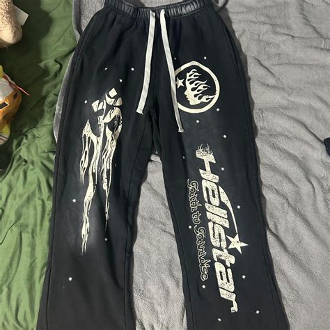 Hellstar Black Graphic Sweatpants Size L Like New Depop