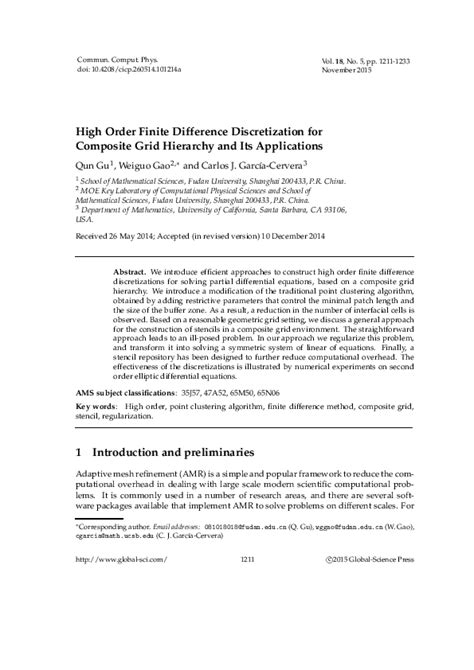 Pdf High Order Finite Difference Discretization For Composite Grid