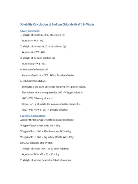 Solubility Calculation Nacl Pdf