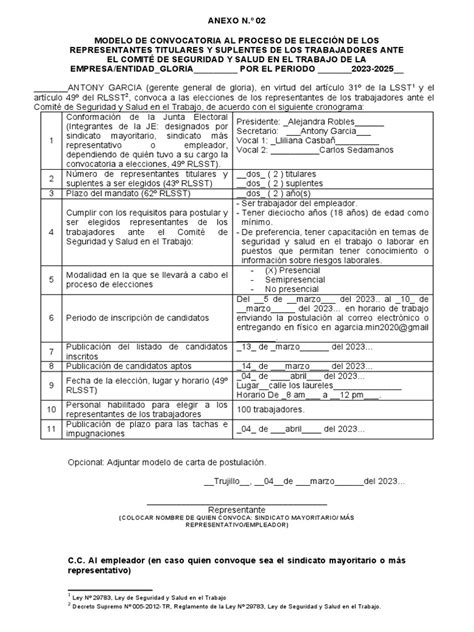 Convocatoria A Elecciones De Representantes De Los Trabajadores Ante El