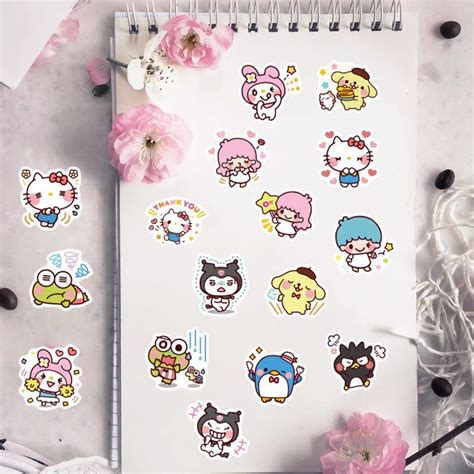 Hello Kitty And Friends Vinyl Stickers 40pcs Self Adhesive Cutouts