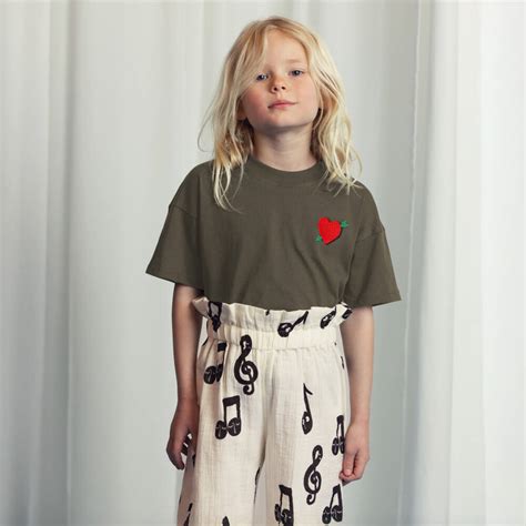 Mini Rodini Girls Grey Arrowed Heart Organic Cotton T Shirt