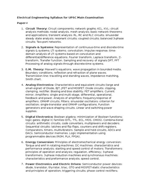 Electrical Engineering Syllabus For Upsc Main Examination Pdf Frequency Modulation Modulation