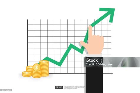 이익 판매 다이어그램을 증가시면 됩니다 플랫 스타일 디자인의 비즈니스 차트 성장과 함께 라인 화살표와 사업가 손 벡터 일러스트 개념으로 그래프 투자 수익 증가 성공 가격에