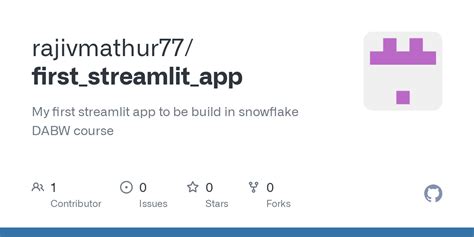 GitHub Rajivmathur First Streamlit App My First Streamlit App To Be Build In Snowflake DABW