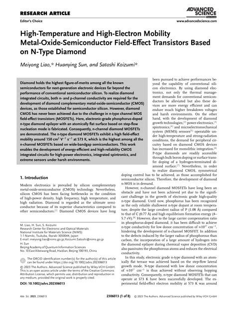 Pdf High‐temperature And High‐electron Mobility Metal‐oxide‐semiconductor Field‐effect