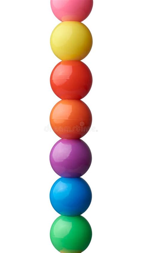 Stack Of Colorful Sphere Beads Isolated White Stock Illustration