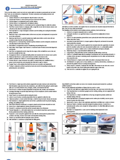 Nail Care Tools And Equipment Pdf Nail Anatomy Materials