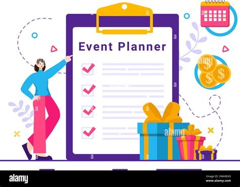 Event Planner Vector Illustration With Planning Schedule Time Management Business Agenda And