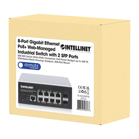 Industrial 8 Port Gbe Poe Layer 2 Web Managed Switch W 2 Sfp Ports