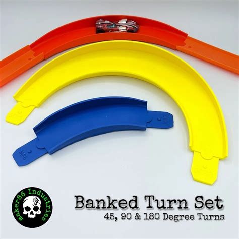 45 90 And 180 Degree Banked Turn Set Compatible W Hot Wheels Track M86 Toys Toys By Malamaker