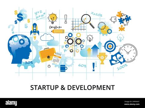 Modern Flat Thin Line Design Vector Illustration Concept Of Startup Project Business Strategy