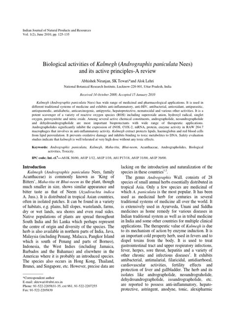Bioactivity Of Andrographis Paniculata Pdf Adrenocorticotropic Hormone Antioxidant