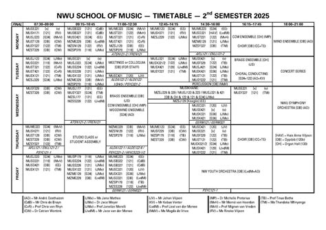 2025 Timetable Humanities Nwu Ac Za