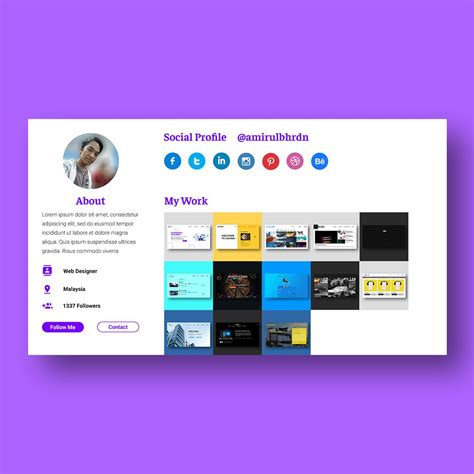 My Personal User Profile Page User Profile Web Design Profile