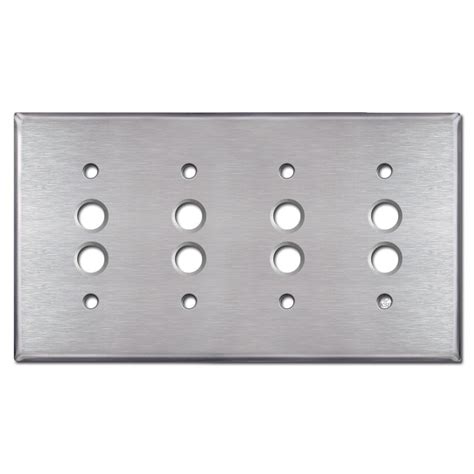 4 Push Button Switch Plate Covers Satin Stainless Steel