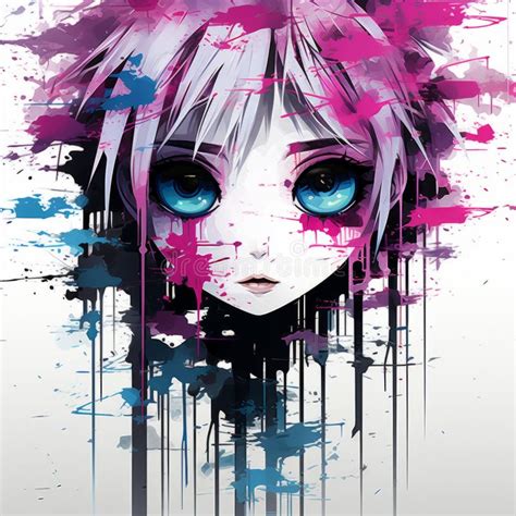 Anime Girl With Pink Hair And Brown Eyes Ai Generative Stock