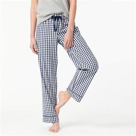 Jcrew Cotton Poplin Pajama Pant In Gingham For Women Poplin Pajama