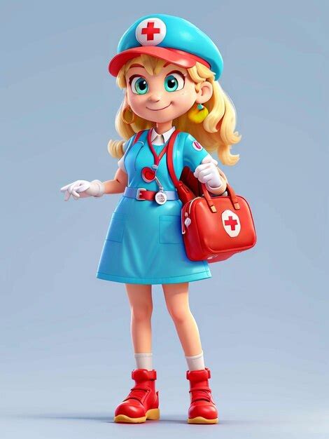 3d Mario Style Plein Corps Mignon Docteur Fille Photo Premium