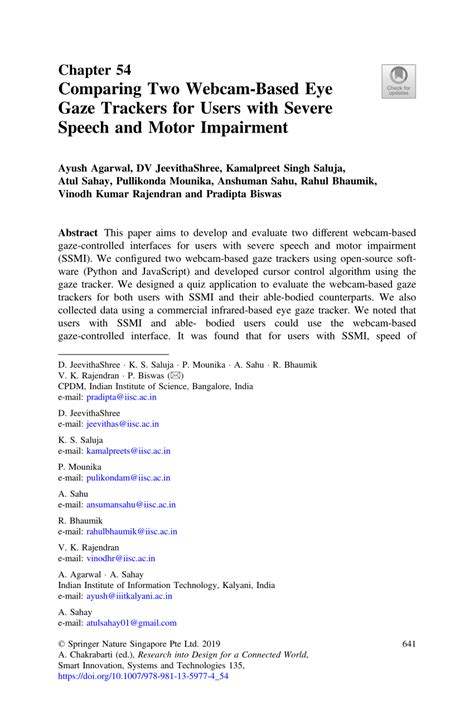 Pdf Comparing Two Webcam Based Eye Gaze Trackers For Users With Severe Speech And Motor