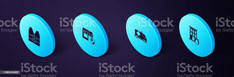 불타는 집 긴급 차량 방패와 구명 조끼 아이콘이 있는 쇼핑 건물에 아이소메트릭 화재를 설정합니다 벡터 3차원 형태에 대한 스톡 벡터 아트 및 기타 이미지 Istock