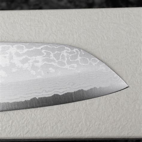 Santoku 17 Cm Kunio Masutani Hammered Red Vg 10 Damascus Noże Japońskie