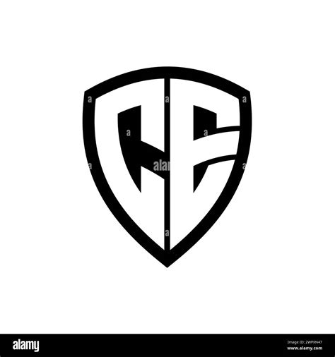 Ce Monogram Logo With Bold Letters Shield Shape With Black And White Color Design Template Stock