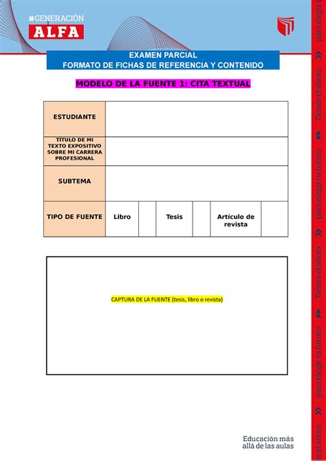 Formato Para El Examen Parcial Examen Parcial Formato De Fichas