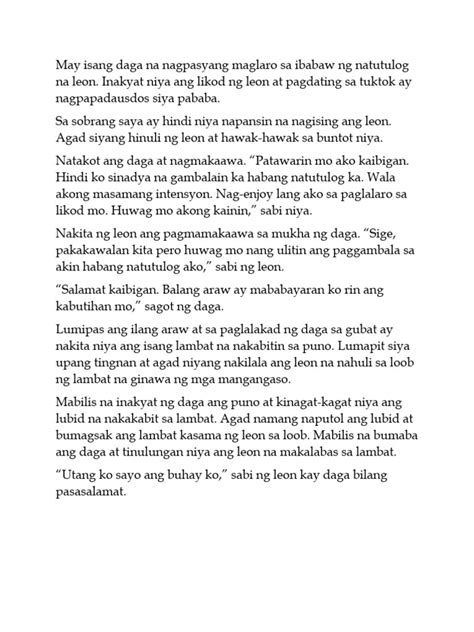 May Isang Daga Na Nagpasyang Maglaro Sa Ibabaw Ng Natutulog Na Leon Pdf