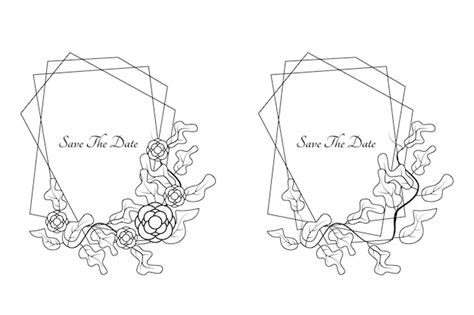 Premium Vector Wedding Frame Branches And Flowers Line Art Style