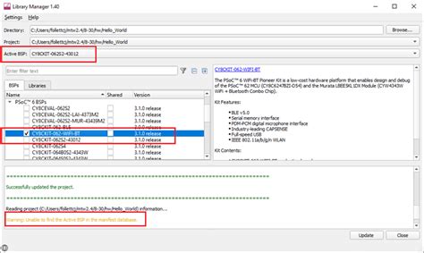 Build Support For The Target Device Not Found Modustoolbox™