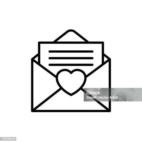 봉투 사랑 편지 아이콘입니다 발렌타인 하 고 개념 그래픽 그림을 결혼식입니다 간단한 깨끗 한 Monoline 기호 디자인입니다 Rsvp에 대한 스톡 벡터 아트 및 기타