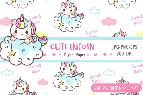 Unicorn Seamless Pattern Unicorn Cute Gráfico Por Vividdiy8 · Creative